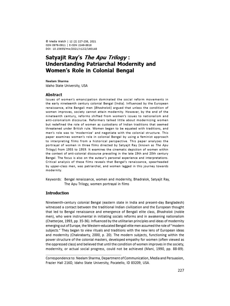 Satyajit Rays The Apu Trilogy | PDF