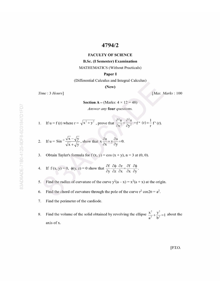 Sem-1 Maths Model Paper-1 | PDF