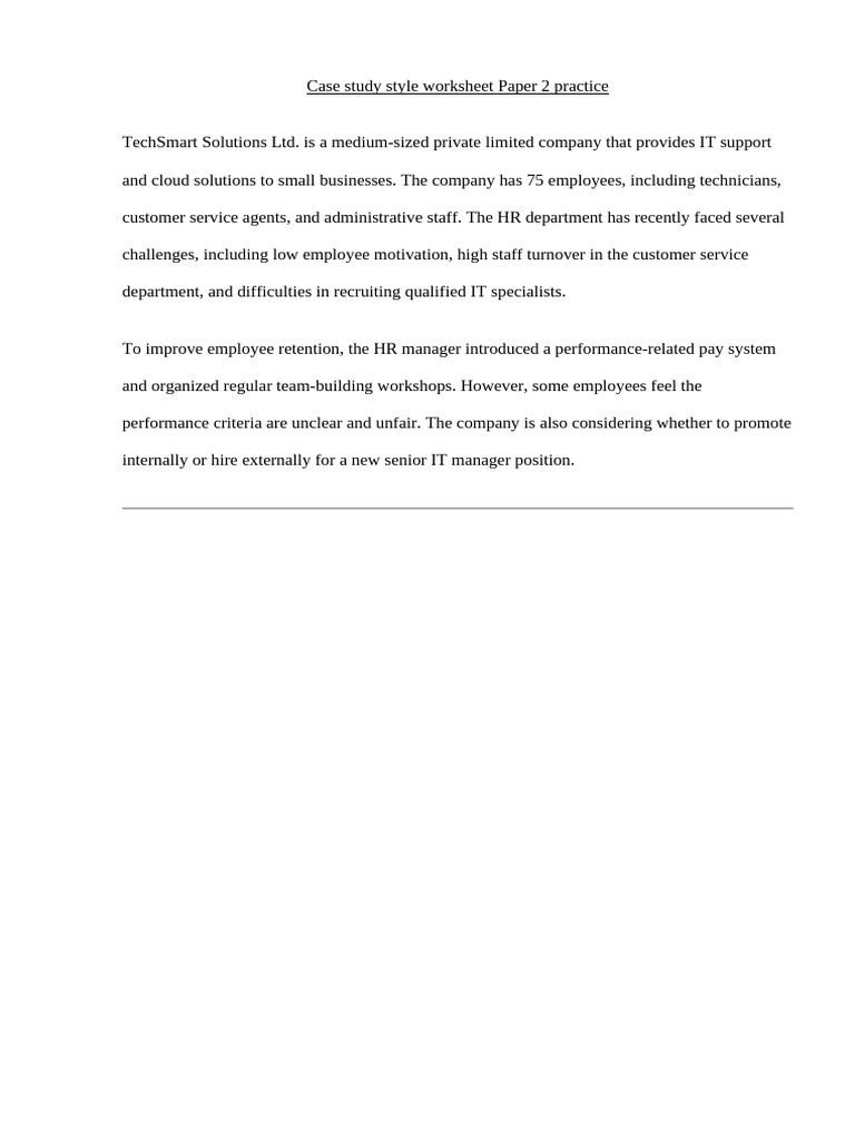 Case Study Style Worksheet Paper 2 Practice | PDF | Recruitment | Employment