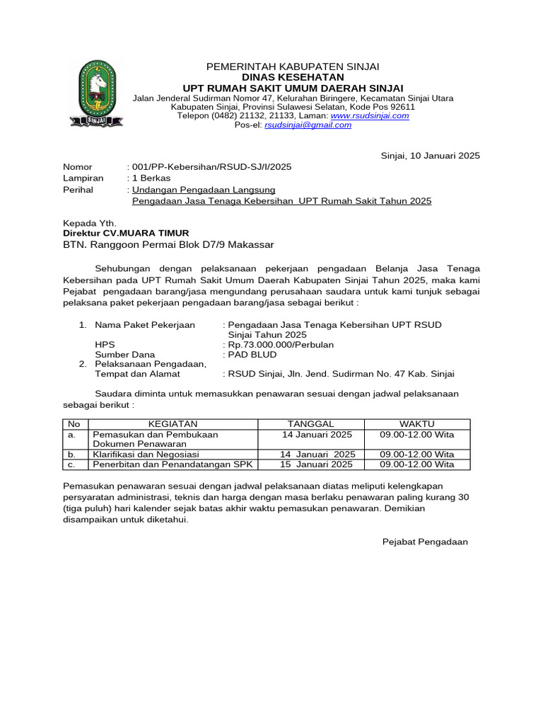 Jasa Kebersihan 2025 (Surat Penawaran, Ba) | PDF