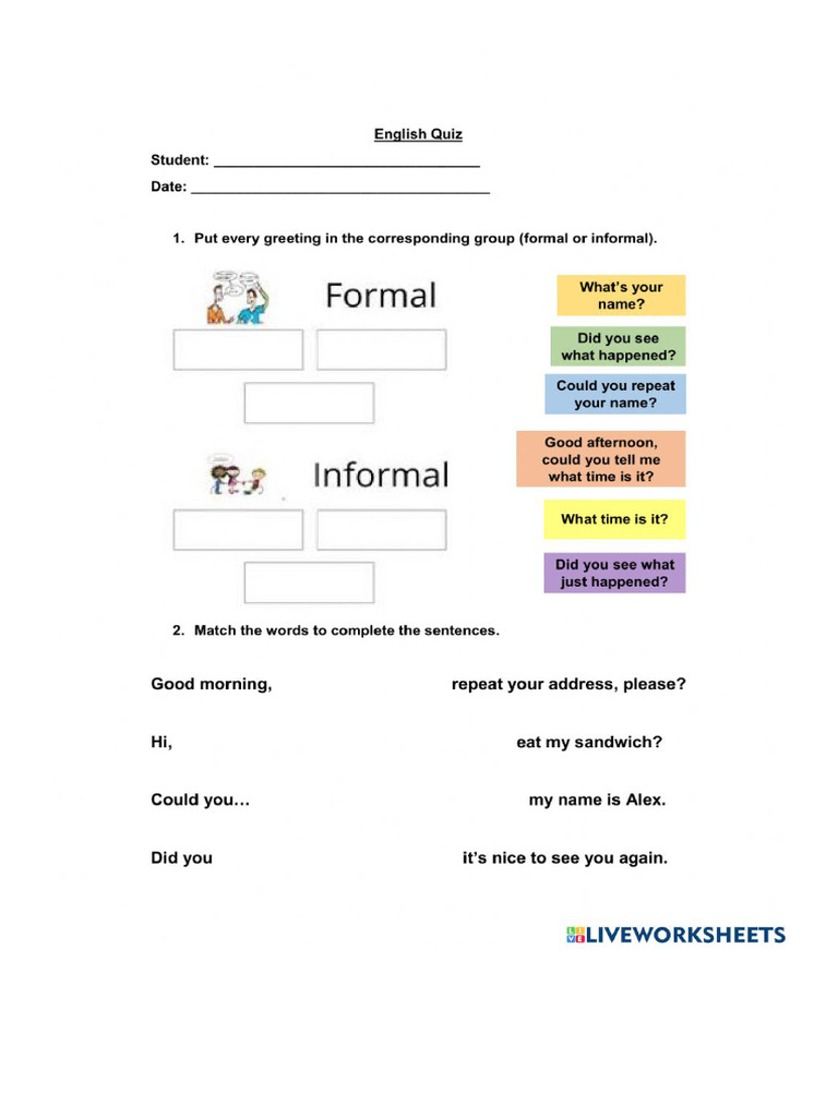 Grettings Formal Informal | PDF