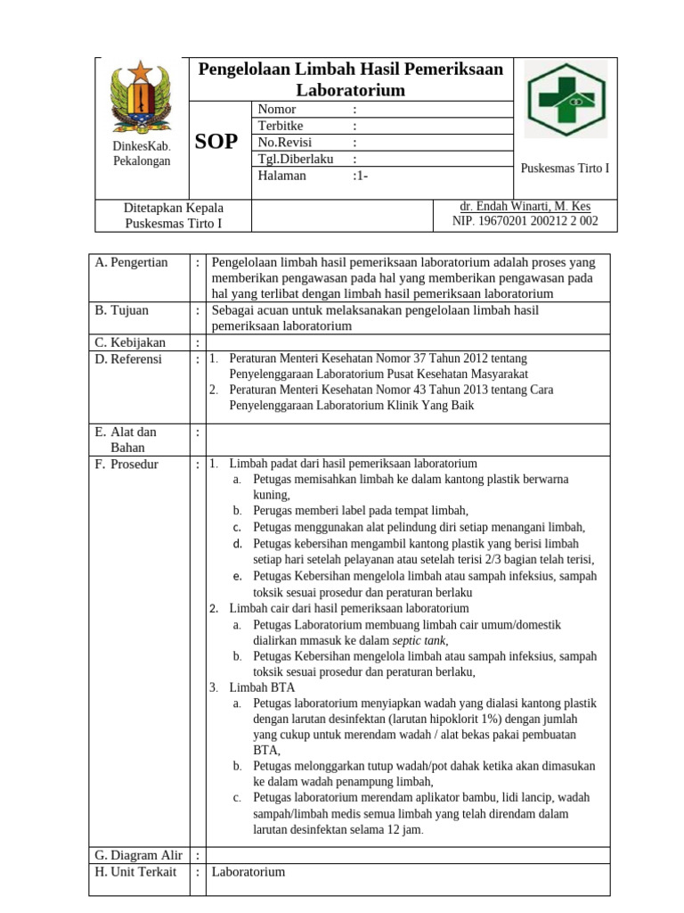 8.1.2.9.SOP Pengelolaan Limbah Hasil Pemeriksaan Hasil Laboratorium | PDF