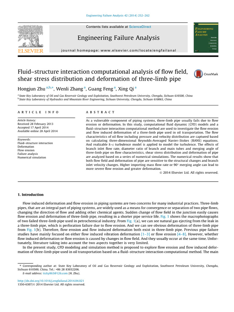 Fluid-Structure Interaction Computational Analysis of Flow Field | PDF | Fluid Dynamics | Stress ...