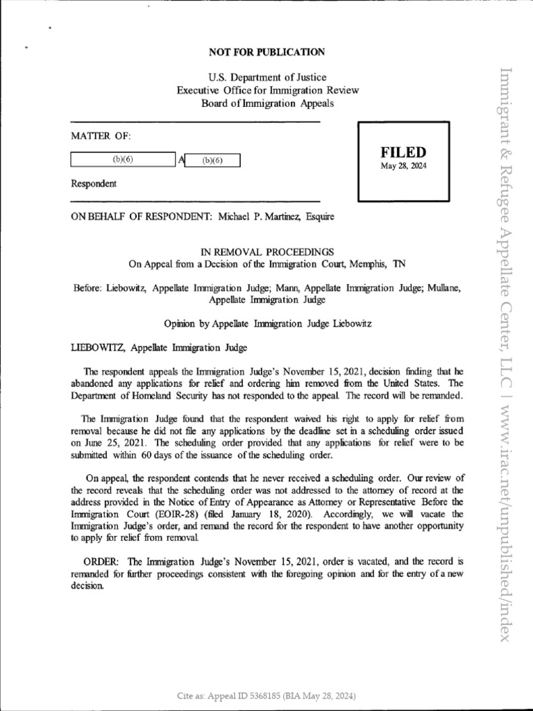 BIA Appeal Decision: Margate Case Remanded | PDF | Federal Government ...