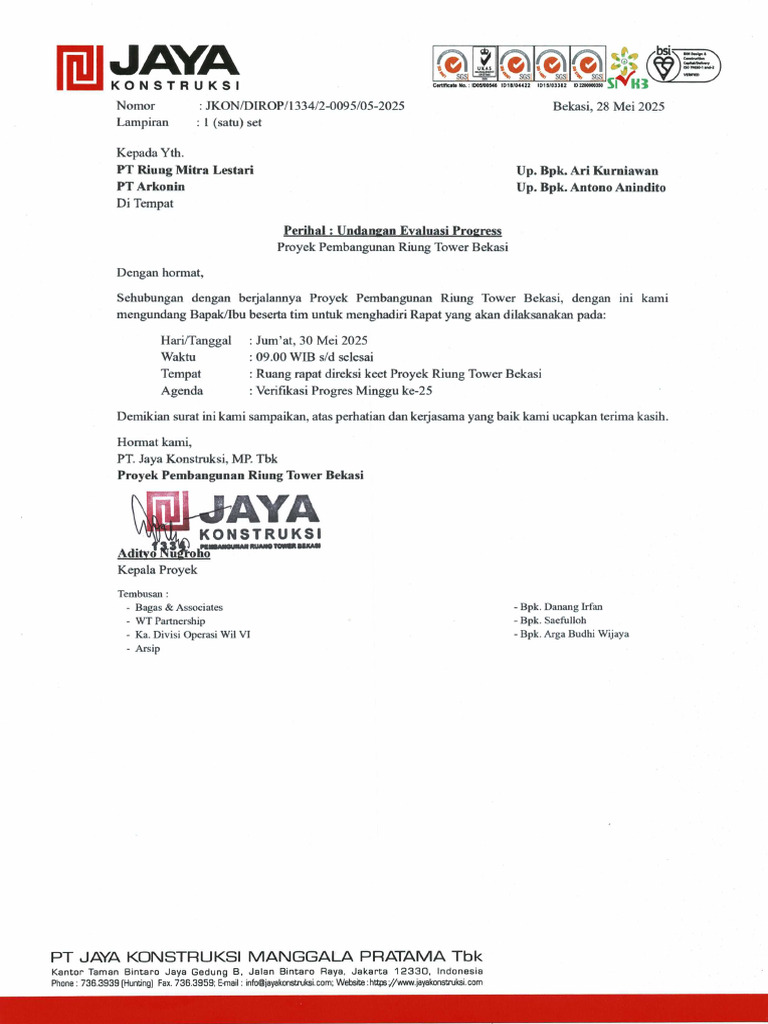 Undangan Evaluasi Progress Rev0 (Signed) | PDF