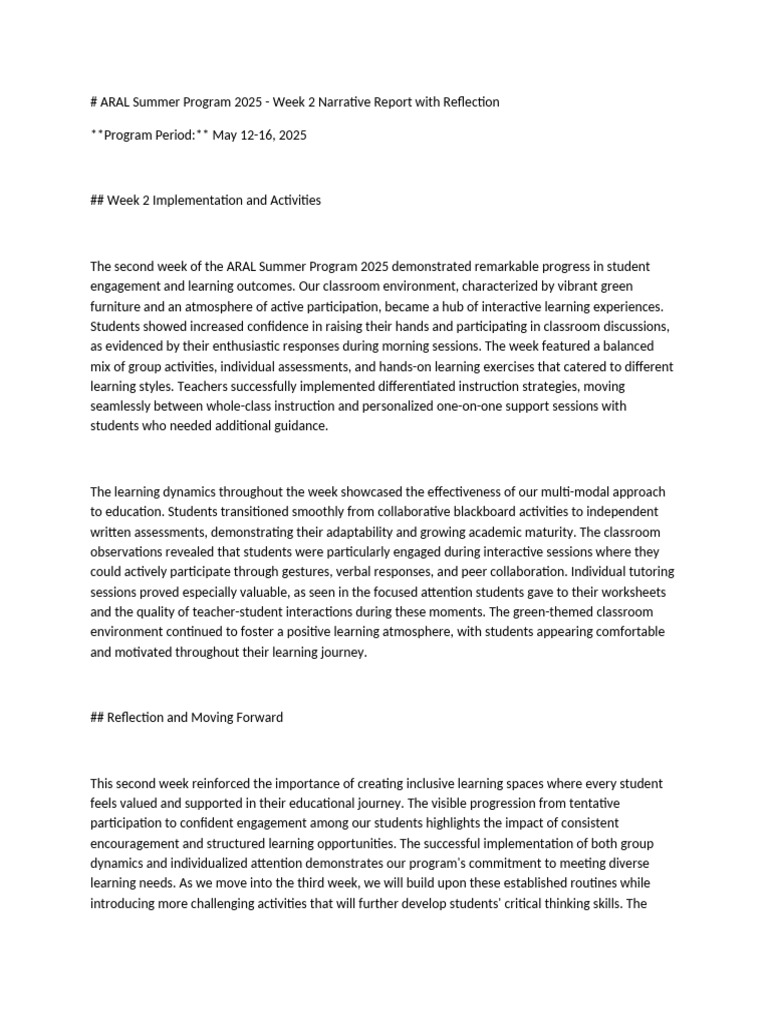 2nd & 3rd ARAL Summer Pro-WPS Office | PDF | Learning | Classroom