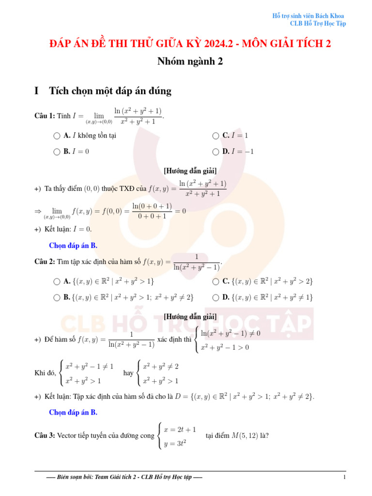 Đáp Án Đề Thi Thử NN2 | PDF