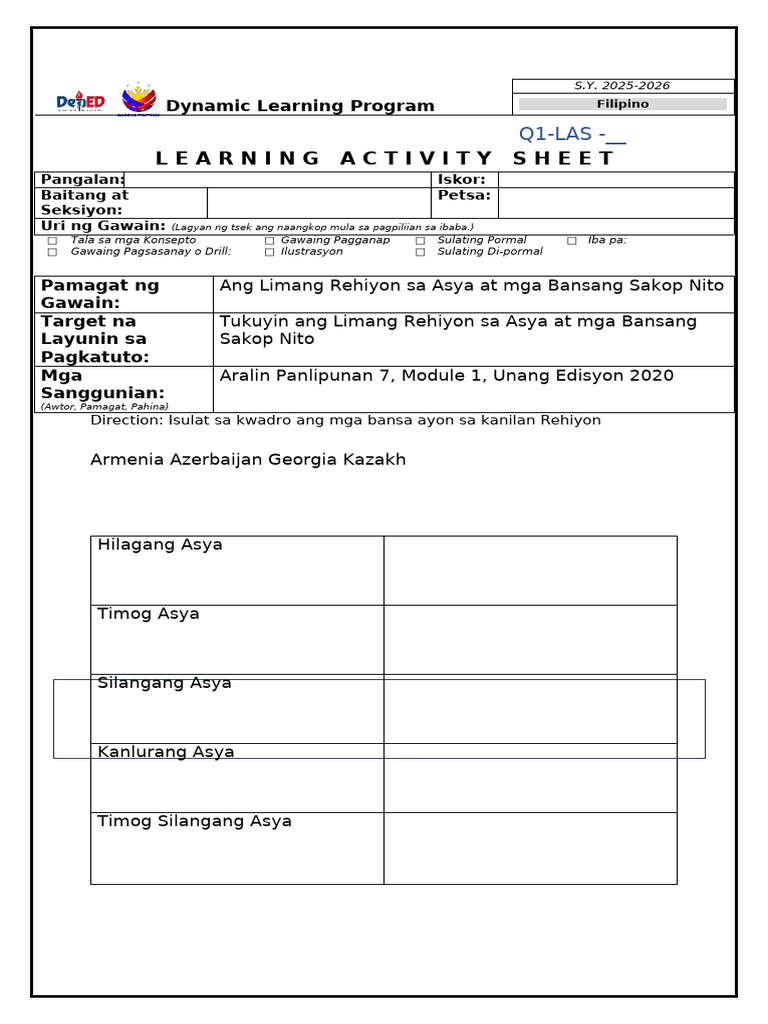 Aral Pan 7 - Las (Day1-Q1) | PDF
