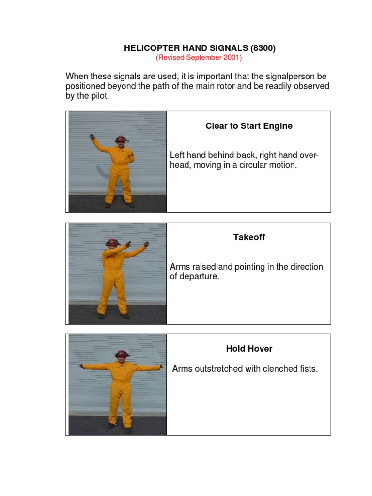 Helicopter Hand Signals | PDF | Helicopter | Aircraft Configurations