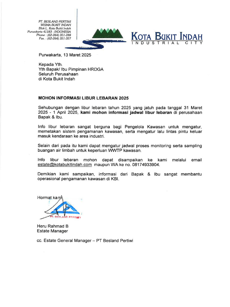 Mohon Info Libur Lebaran 2025 | PDF