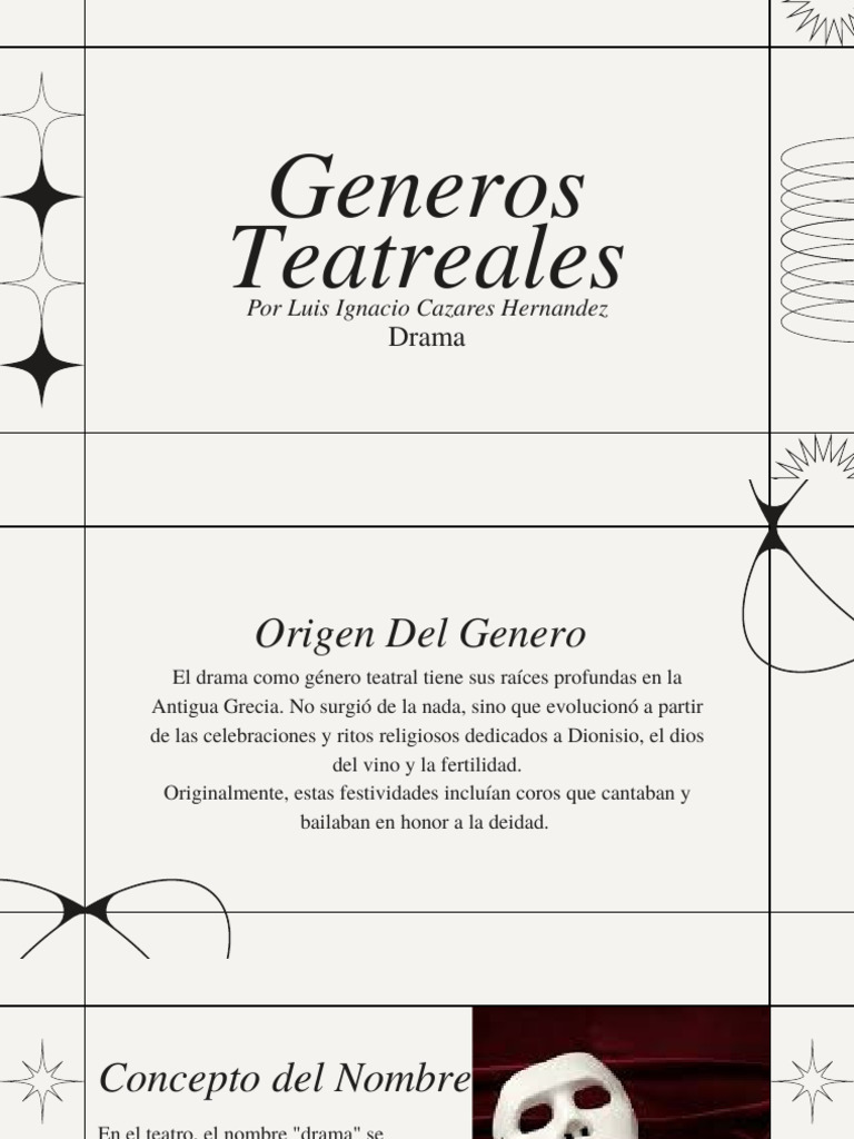 Generos Teatrales Presentacion | PDF