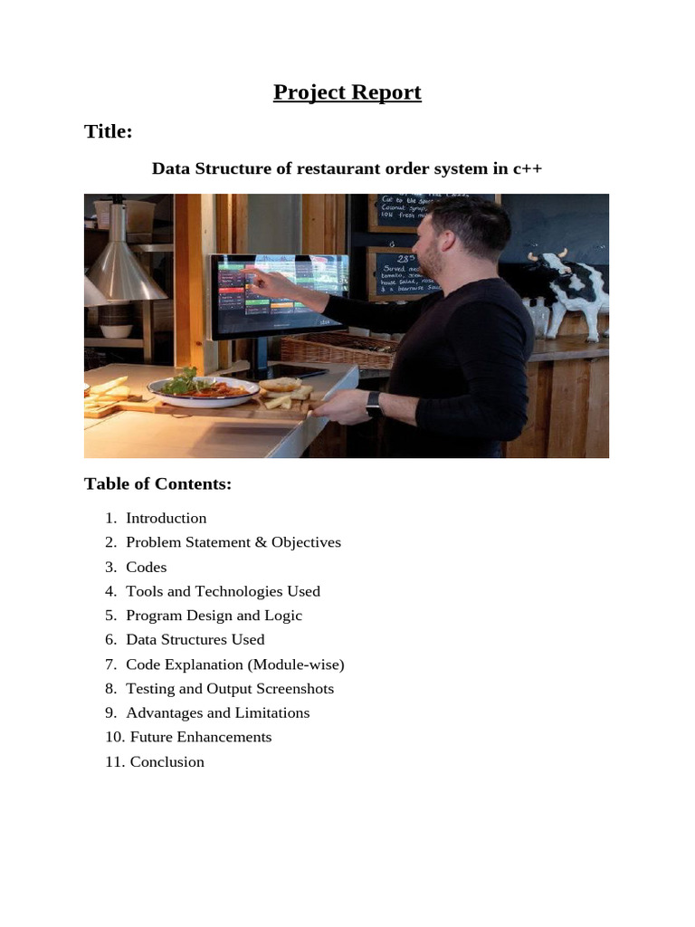 Project Report. Data Structure of Restuarent Order System in C++ | PDF | C++ | Data Structure