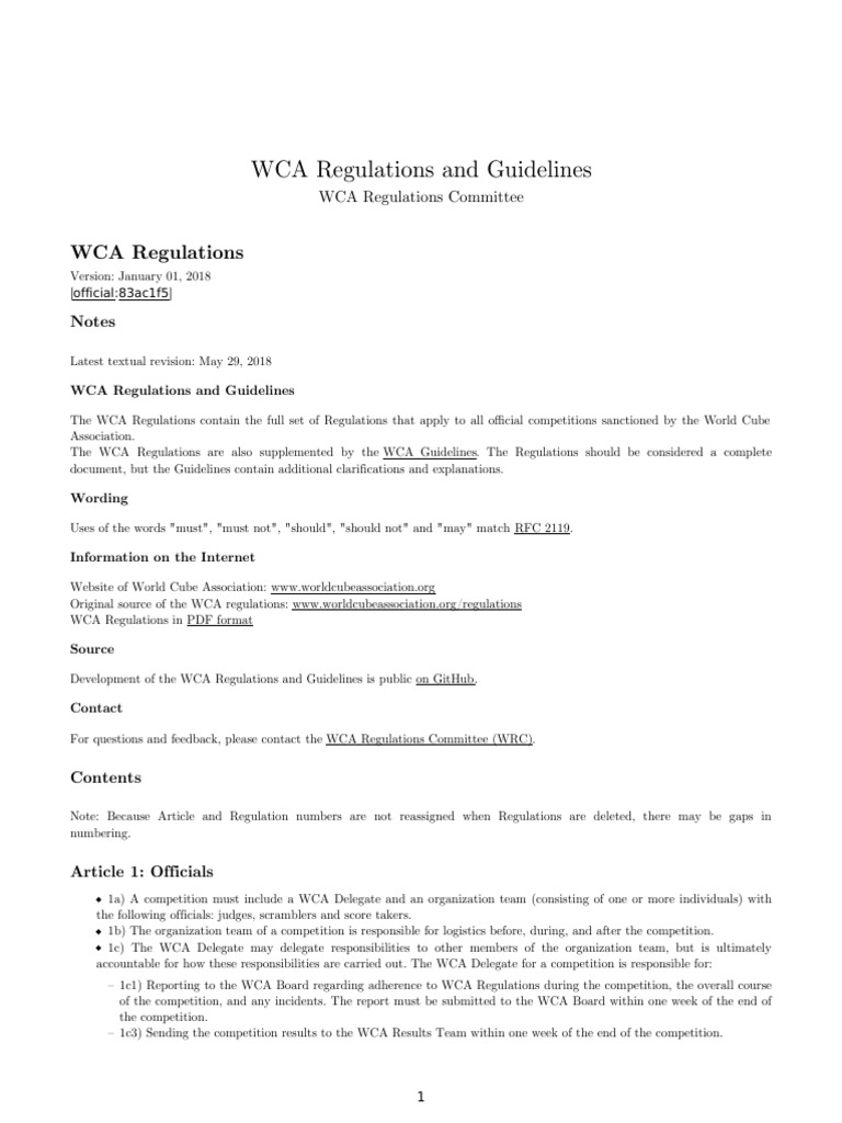 WCA Competition Regulations Overview | PDF | Logic Puzzles