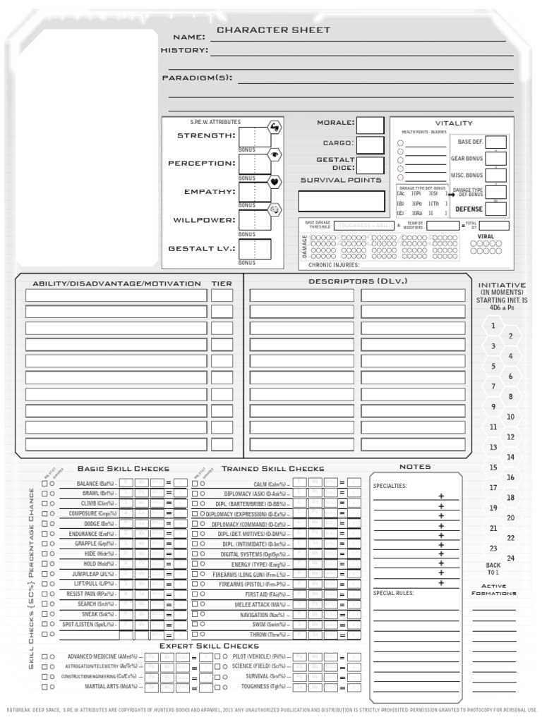 Deep Space Character Sheet | PDF