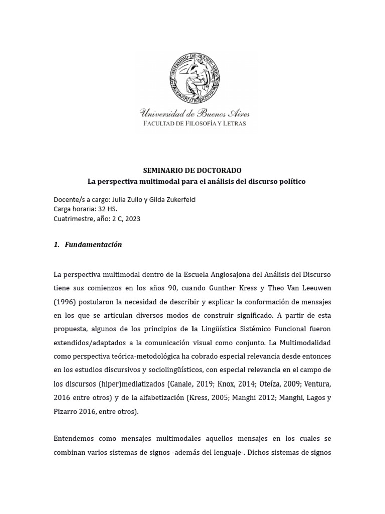 La Perspectiva Multimodal para El Análisis Del Discurso Político | PDF | Teoría | Lingüística