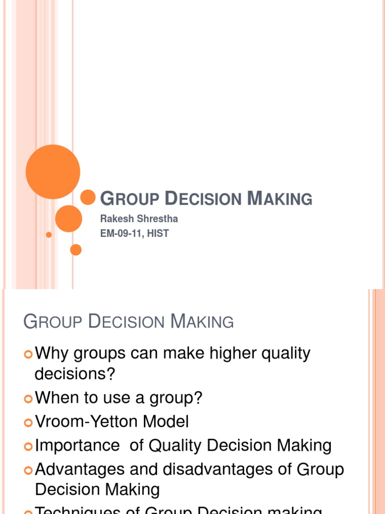 Group Decision Making: Models & Techniques | PDF | Group Decision ...