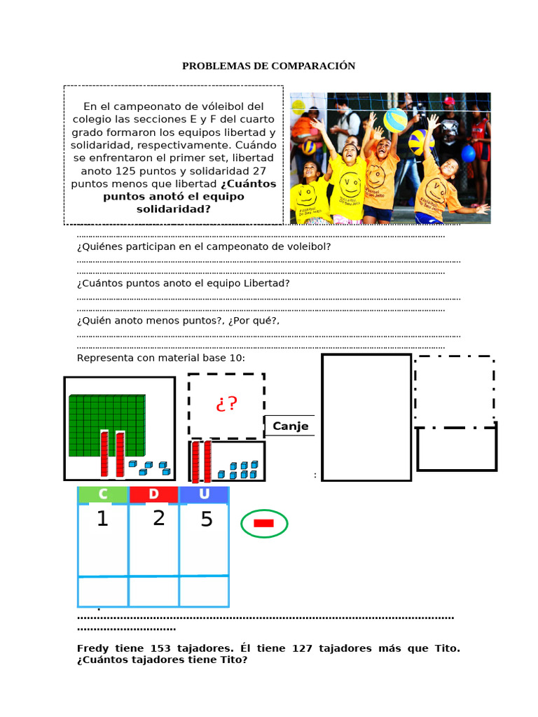 Ficha Mate Problemas de Comparación | PDF