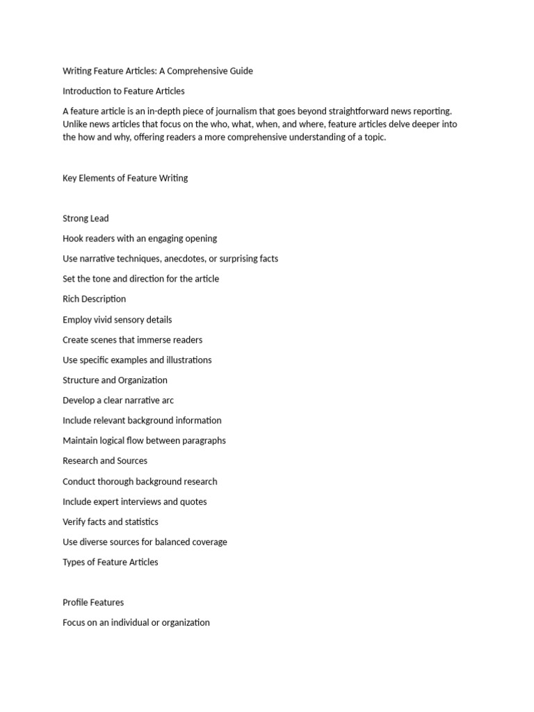 Writing Feature Articles | PDF