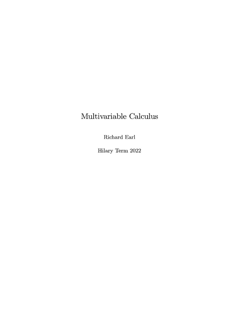 University of Oxford Multivariable Calculus Lecture Notes | PDF