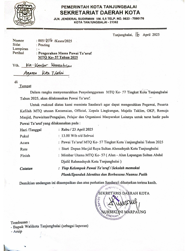 Undangan Pengerahan Massa Pawai Taaruf MTQ | PDF