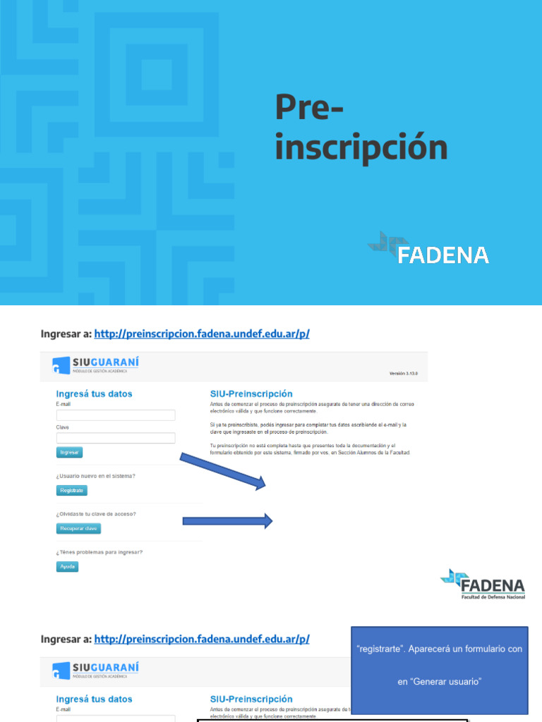 Fadena Instructivo Preinscripcion | PDF