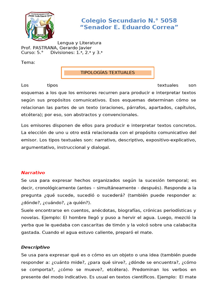 Tipologías Textuales | PDF
