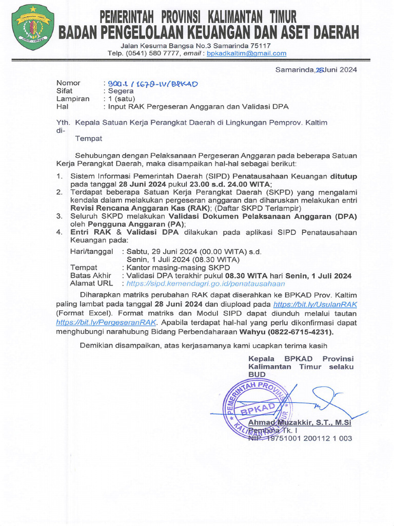 Arahan Input RAK & Validasi DPA | PDF