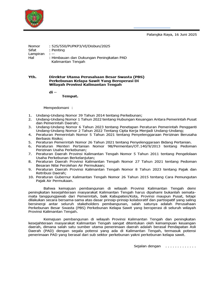 Surat Himbauan PAD - Sign | PDF