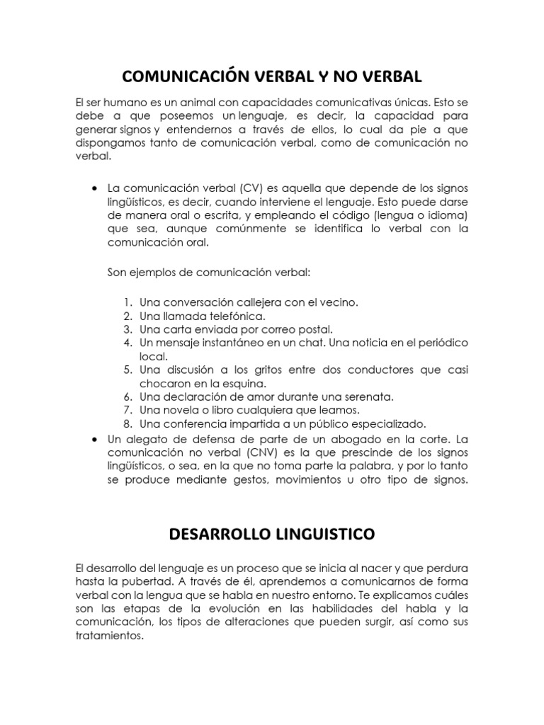 Comunicación Verbal y No Verbal: Guía Completa | PDF | Comunicación ...
