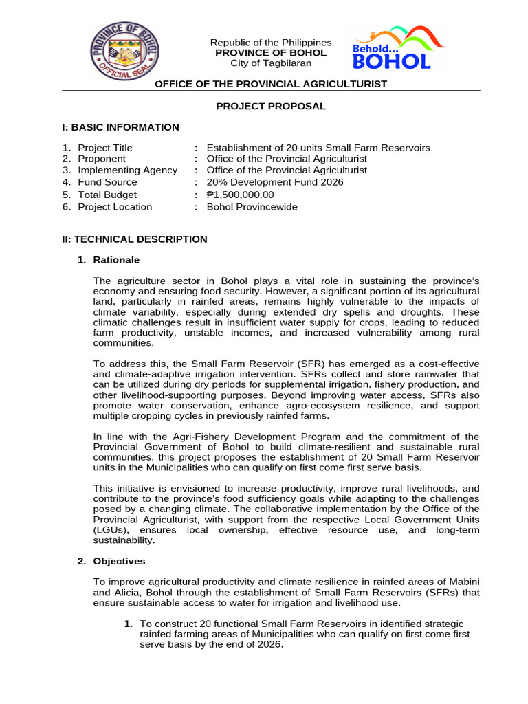 Project Proposal 20 SFR 2026 | PDF | Agriculture | Smallholding