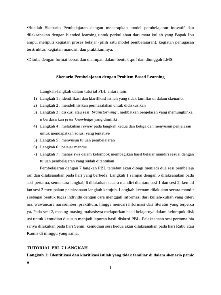 Tutorial 7 Langkah PBL dalam Pembelajaran | PDF