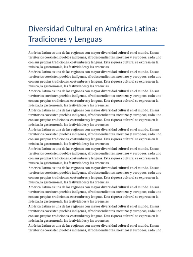 Diversidad Cultural Latinoamerica | PDF | Tradiciones | Américas