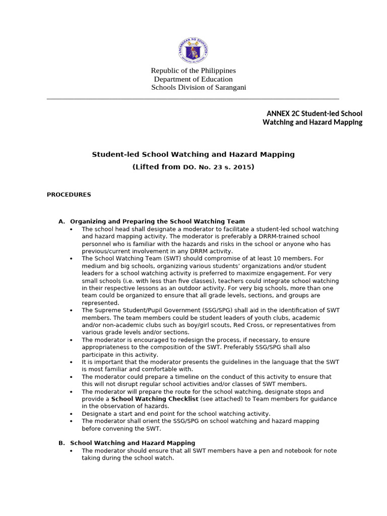 Annex 2C - Student-Led School Watching and Hazard Mapping | PDF