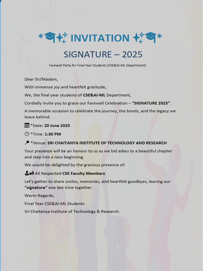Farewell Party Invitation: Signature 2025 | PDF