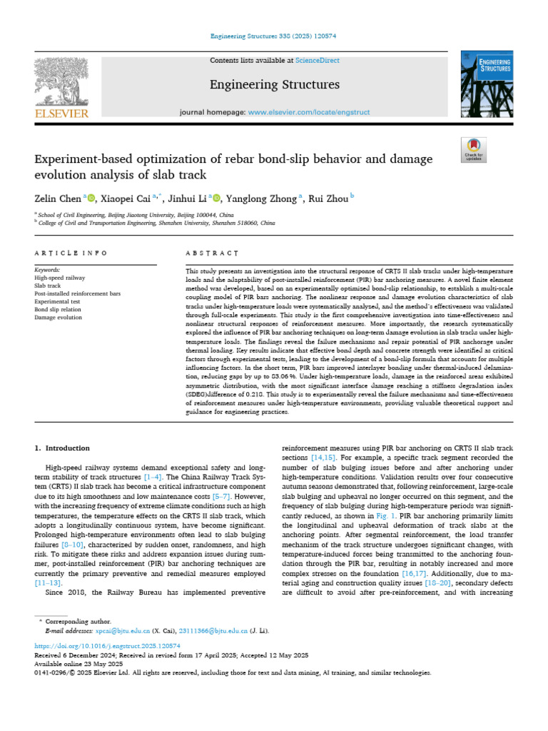 Experiment-Based Optimization of Rebar Bond-Slip Behavior and Damage Evolution Analysis of Slab ...