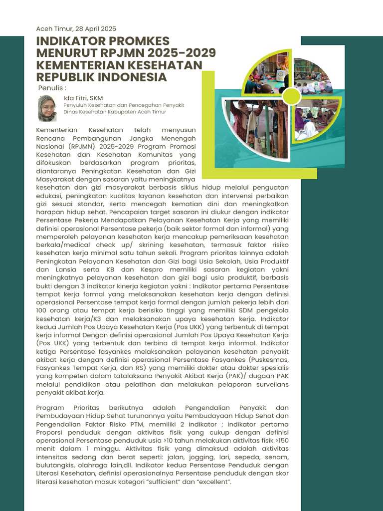 Indikator Promkes Menurut RPJMN Kemenkes 2025-20291 | PDF