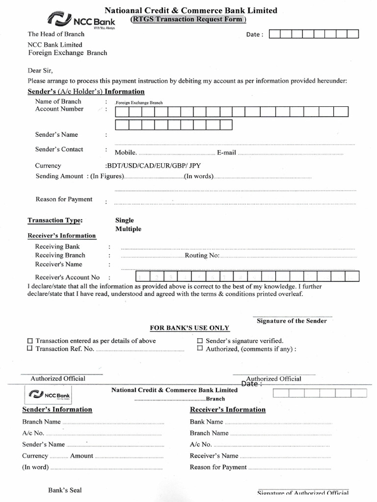 Rtgs NCC Bank | PDF