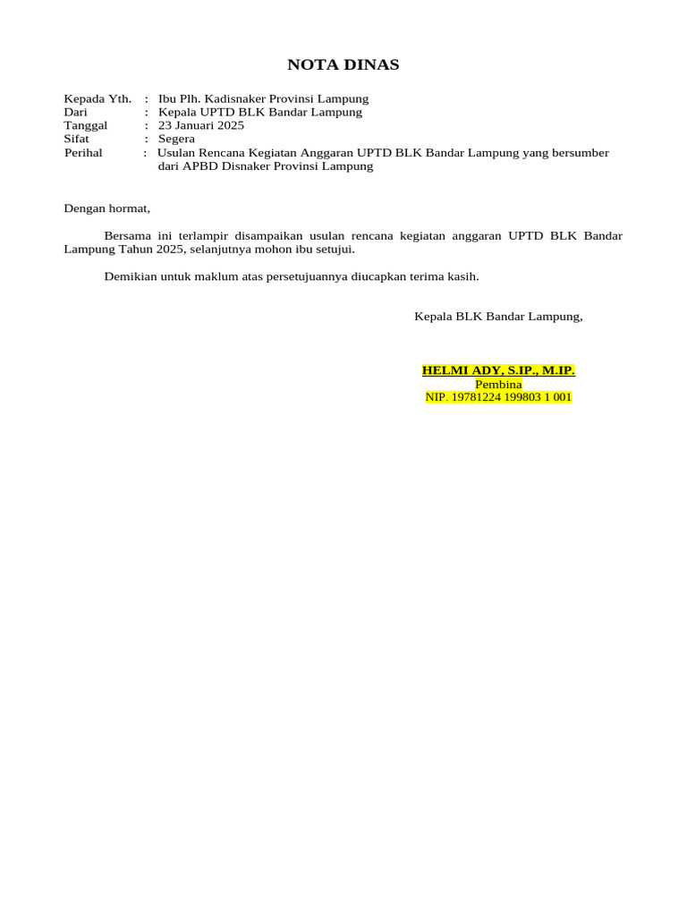 Nota Dinas | PDF