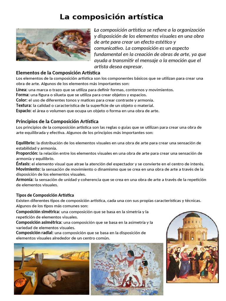 Composición Artística: Elementos y Tipos | PDF | Composición (artes ...
