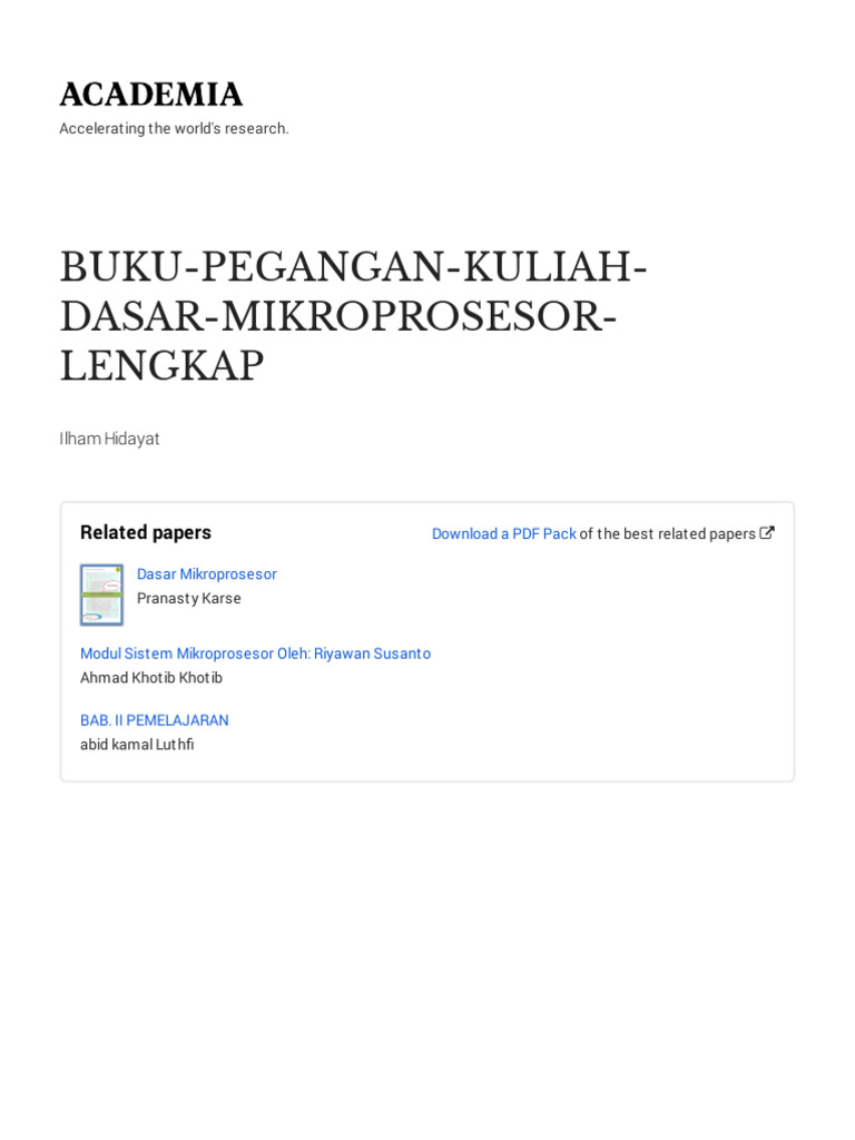 Buku Pegangan Kuliah Dasar Mikroprosesor Lengkap With Cover Page v2 | PDF