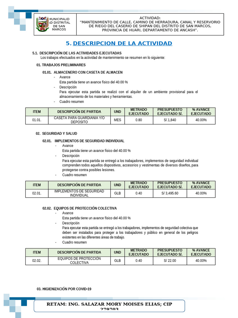 Descripcion de La Actividad - Shipan Val 01 | PDF