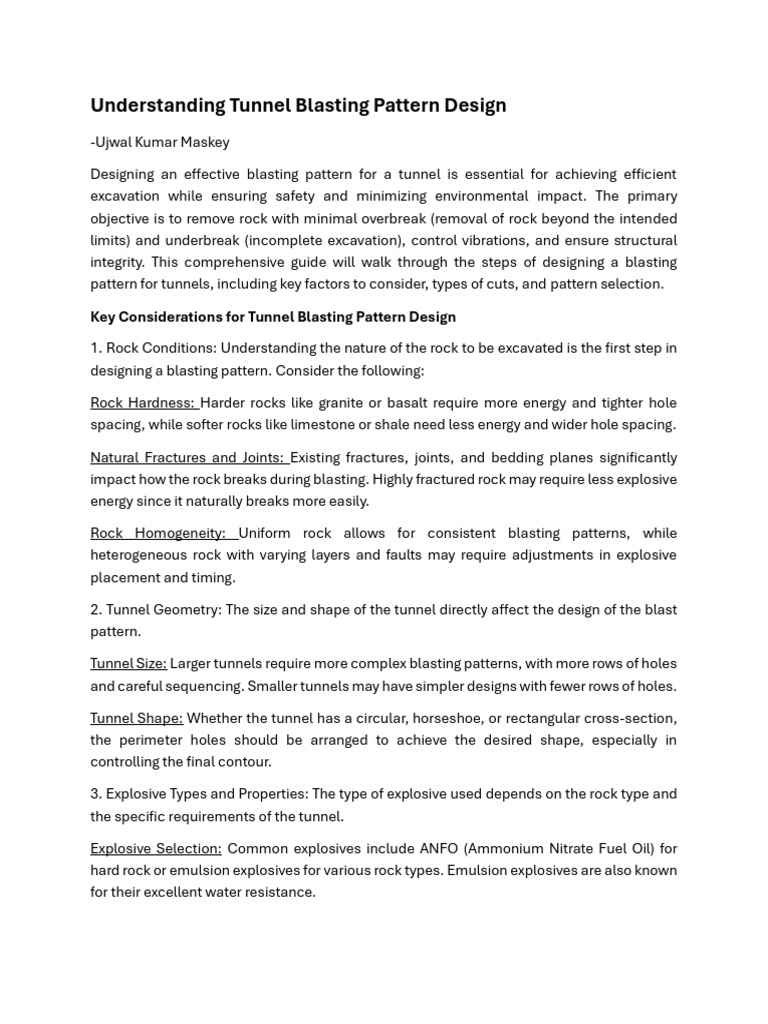 Tips and Guides For Understanding Tunnel Blasting Pattern | PDF | Tunnel