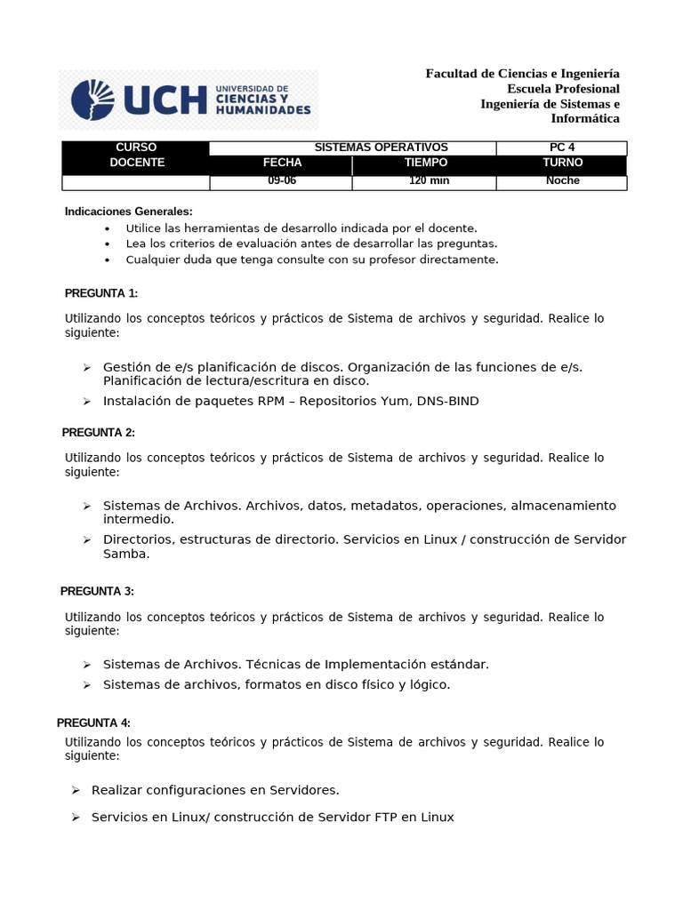 PC4 SistemaOperativo | PDF | Archivo de computadora | Sistema de archivos
