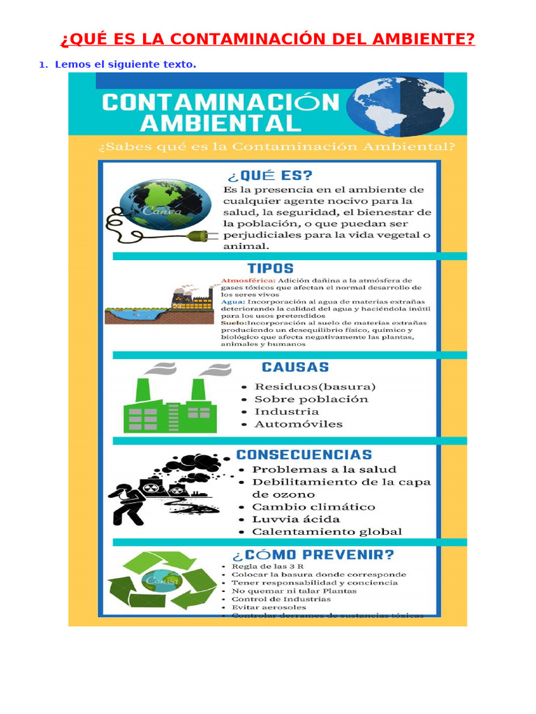 U3 s3 Ficha d3 CT Contaminacion Del Ambiente | PDF