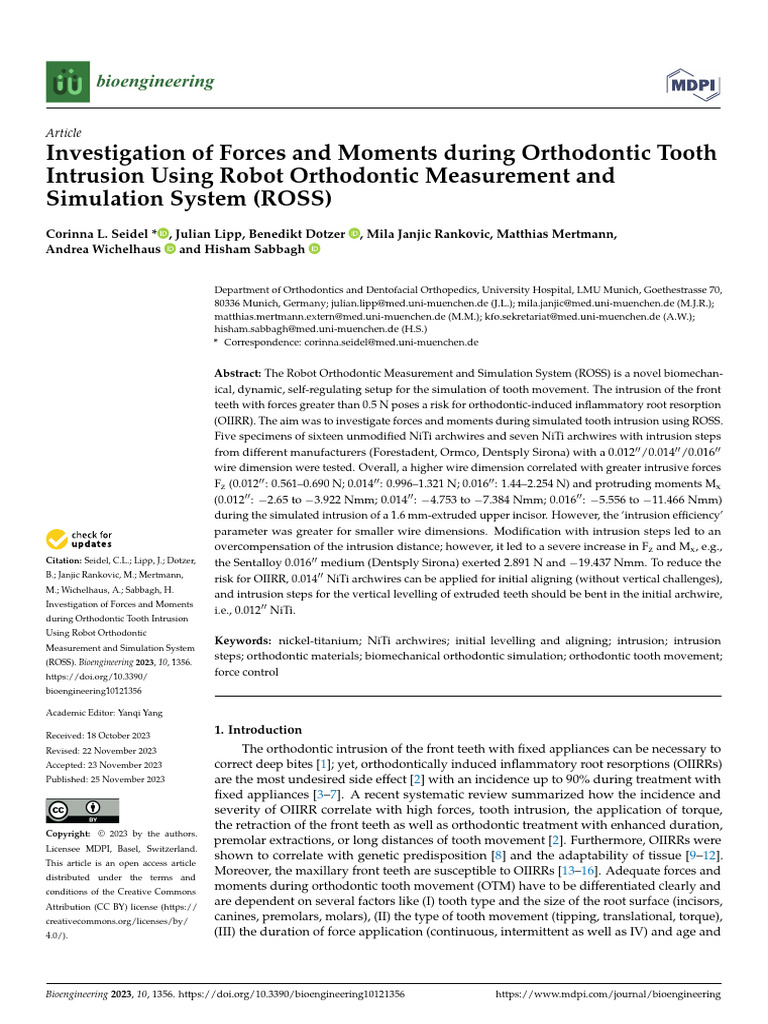 Fuerzas y Momentos Durante Intrusión | PDF | Orthodontics | Force
