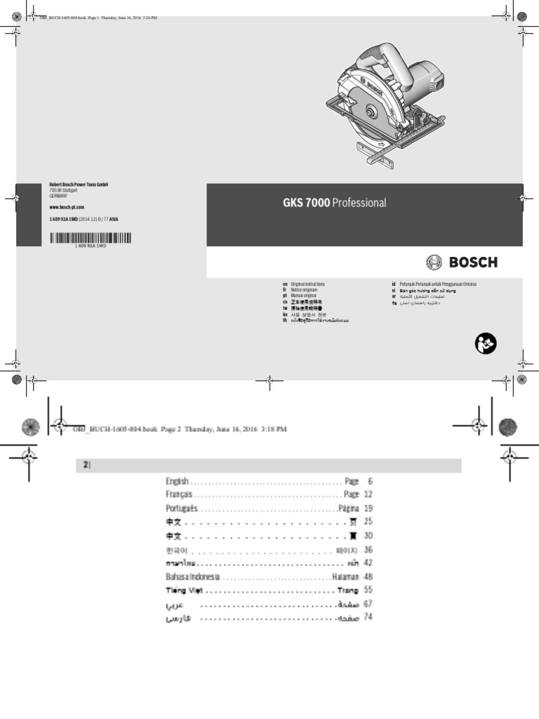 Bosch Gks 7000 Hand Held Circular Saw 128573 06016760k1 | PDF | Screw ...