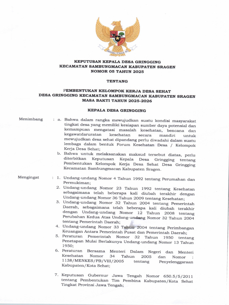 SK FKD Desa Gringging | PDF