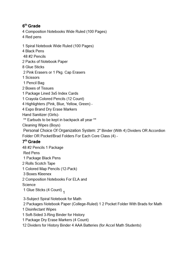 CeVMS School Supply List | PDF