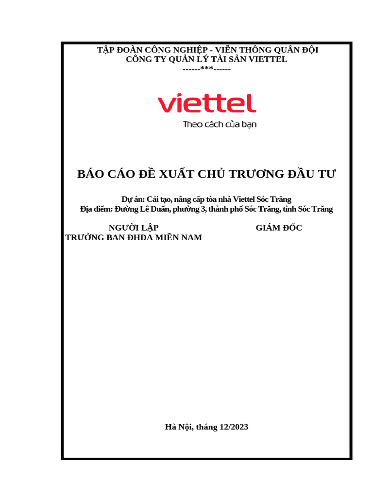 2.2. BM-02.1 Bao Cao de Xuat Chu Truong Dau Tu - STG | PDF