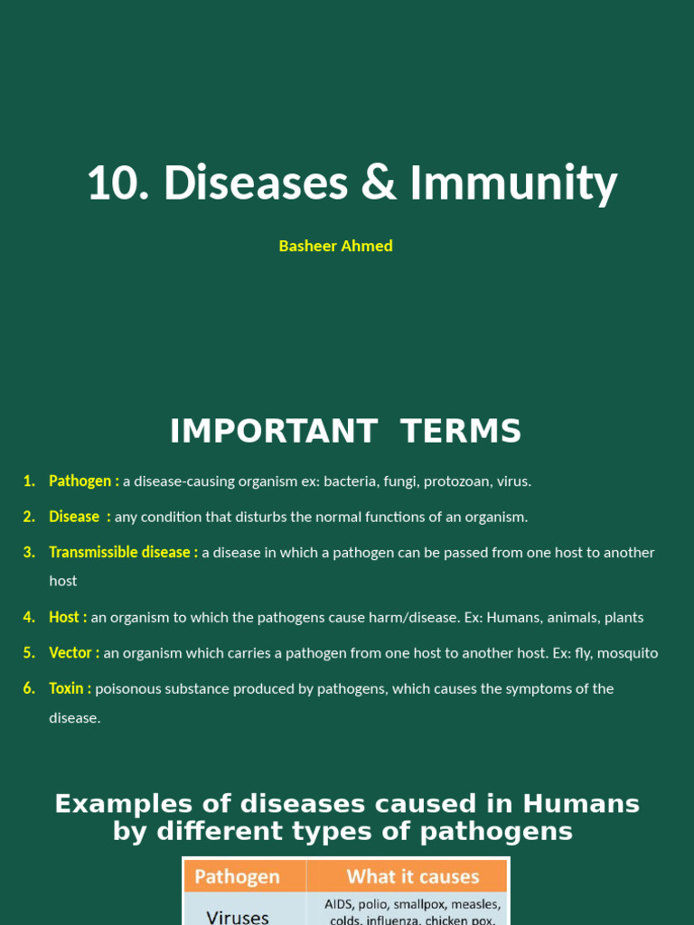 10.1 Diseases and Immunity | PDF | Cholera | Diarrhea